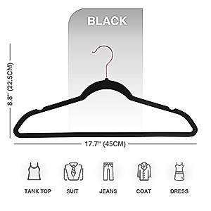 Ulimart Velvet Hangers -Hangers 50 Pack- Non Slip Hangers Heavy Duty Clothes Hangers - Hangers Non Slip Felt Hangers for Coats, Suit, Jackets, Pants & Dress Black Velvet Hanger