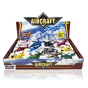 Liberty Imports Pull Back Airplanes Toys Vehicle Playset, Variety Pack of Helicopters, Stealth Bombers, Fighter Jets, Aircraft, Planes for Kids Toddlers Party Favors (12 Pack)