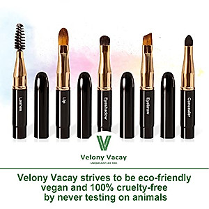 Velony Vacay Eye Makeup Brush Set, Travel Size Makeup Brush Eyebrow Makeup Brushes for Eyeshadow, Concealer, Lashes, Lip, 5 Piece Set