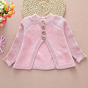 Willow Dance Toddler Baby Girls Autumn Winter Clothes Button Knitted Sweater Cardigan Cloak Warm Thick Coat (Pink, 6-7 Years)