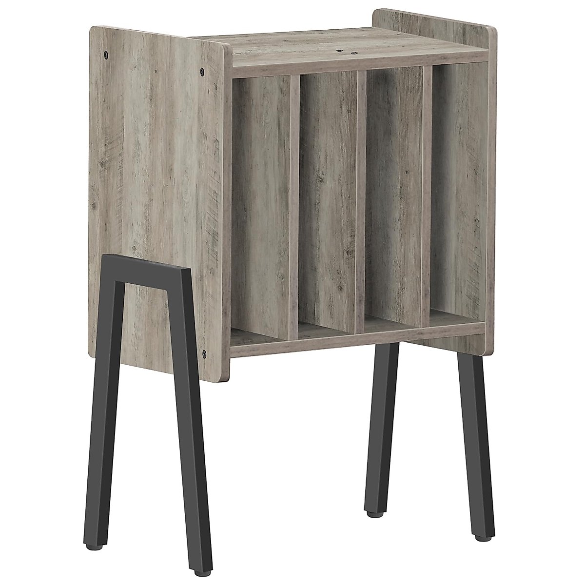 TUTOTAK Record Player Stand, Record Storage Table, End Table with Vinyl Holder Display Shelf, Side Table, Turntable Stand, Nightstand (Greige)