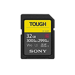 Sony SF-G32T/T1 Tough High Performance SDHC UHS-II Class 10 U3 Flash Memory Card with Blazing Fast Read Speed up to 300MB/s, 32GB Black