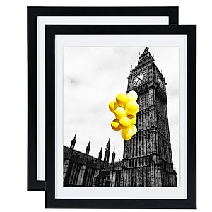 BSRHOME 12x16 Picture Frames Set of 2 with Plexiglass, Display Pictures 11x14 with Mat or 12x16 Without Mat for Tabletop Display and Wall Mounting，Black