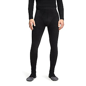 FALKE Men's Wool Tech. Long Tights Base Layer Bottom, Thermal Breathable Quick Dry, Black (Black 3000), S, 1 Pair