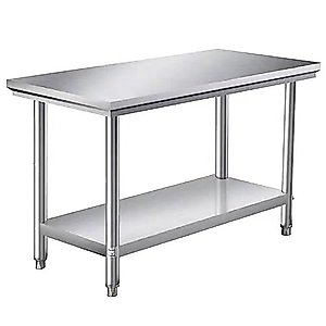 Commercial Stainless Steel Prep Table - Multifunctional Heavy Duty Kitchen Food Prep Workbench - Grill Stand Camp Chef Table - Ideal for Outdoor， Parties, and Events (23.62” X 23.62" X 31.49 ”)