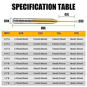 HUHAO Cobalt PCB Drill Bits 1/8 Shank Micro Twist Mini Drill Bits for Print Circuit Board with 0.2-1.1mm Cut Diameter