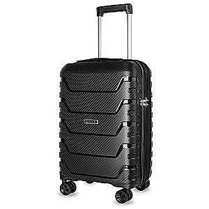 LUGGEX Carbon Fiber Pattern Carry-On Luggage 22x14x9 - Impact-Resistant PP Material - High Rebound Toughness & Anti-Explosion Zipper (Black Suitcase)…