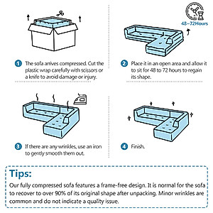 BOMEZOREC 125 Inch Lounge Chaise Sofa, Chenille Fabric Sleeper Couch Set, Convertible Couches, Legless Design, for Living Room, Bedroom, Office (Grey)