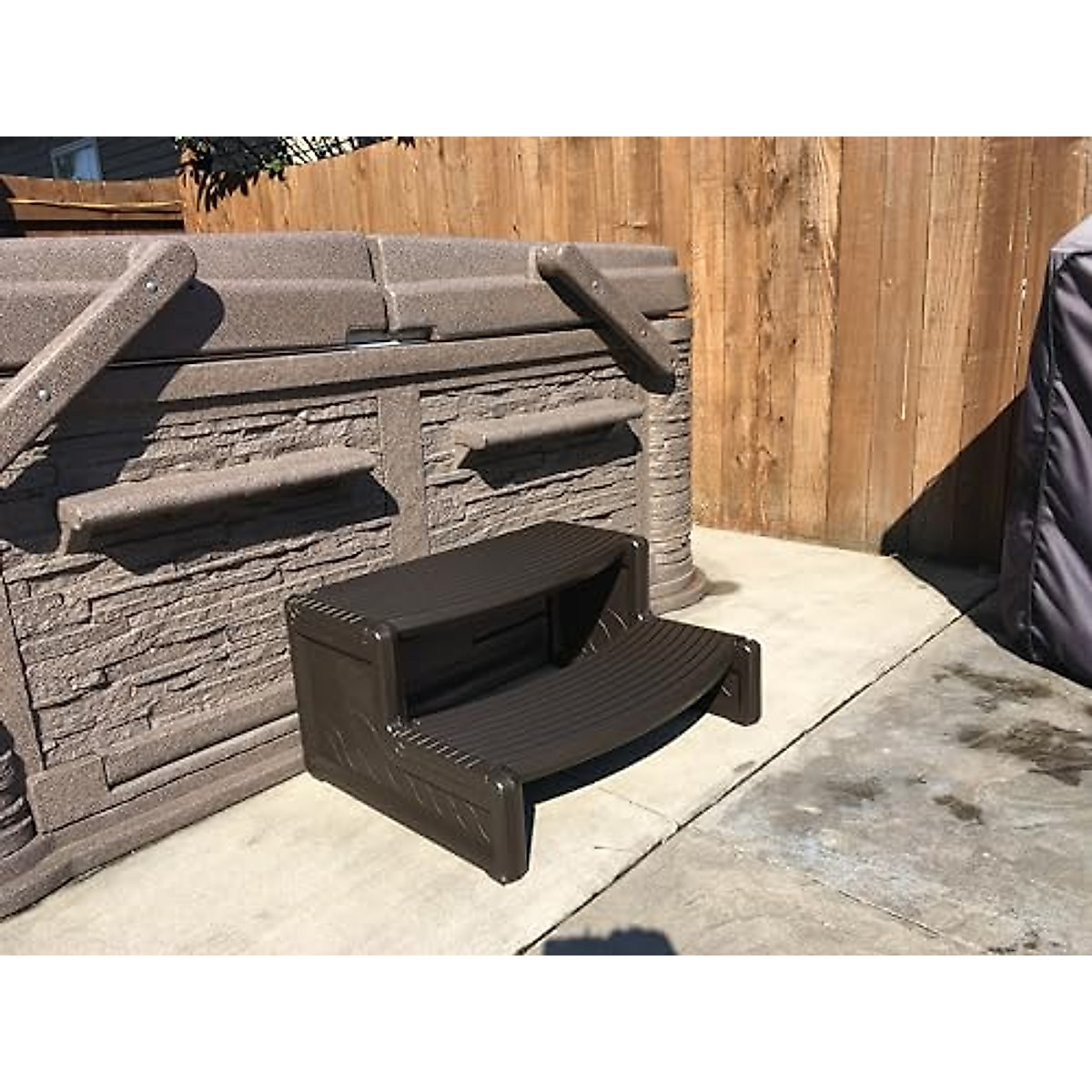 Confer Plastics Resin Multi Purpose Outdoor Non Slip Portable Spa and Hot Tub Handi-Step Deck Patio Steps Accessories, Espresso