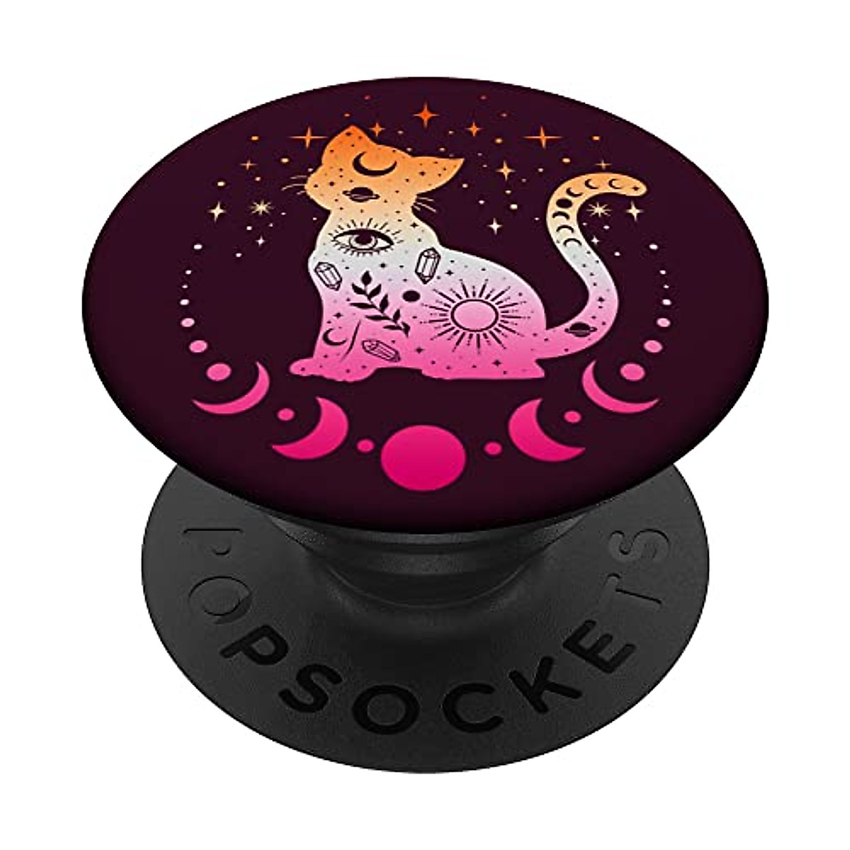 Lesbian pride flag colors, astronomy cat PopSockets Standard PopGrip