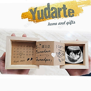 Yudarte First Time Grandparents Keepsake Gifts - Pregnancy Announcement for Grandma and Grandpa - Grandparents Baby Announcement Sonogram Ultrasound Picture Box