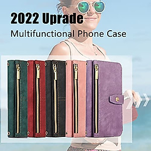 ZCDAYE Wallet Case iPhone 11(6.1 inches), iPhone 11 Phone Case with Strap, Premium Zipper (with Wristlet) Flip Leather Phone Case for iPhone 11(6.1 inches) - Red