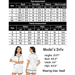 SWOMOG Womens Silk Satin Pajamas Set Two-piece Pj Sets Sleepwear Loungewear Button-Down Pj Sets White