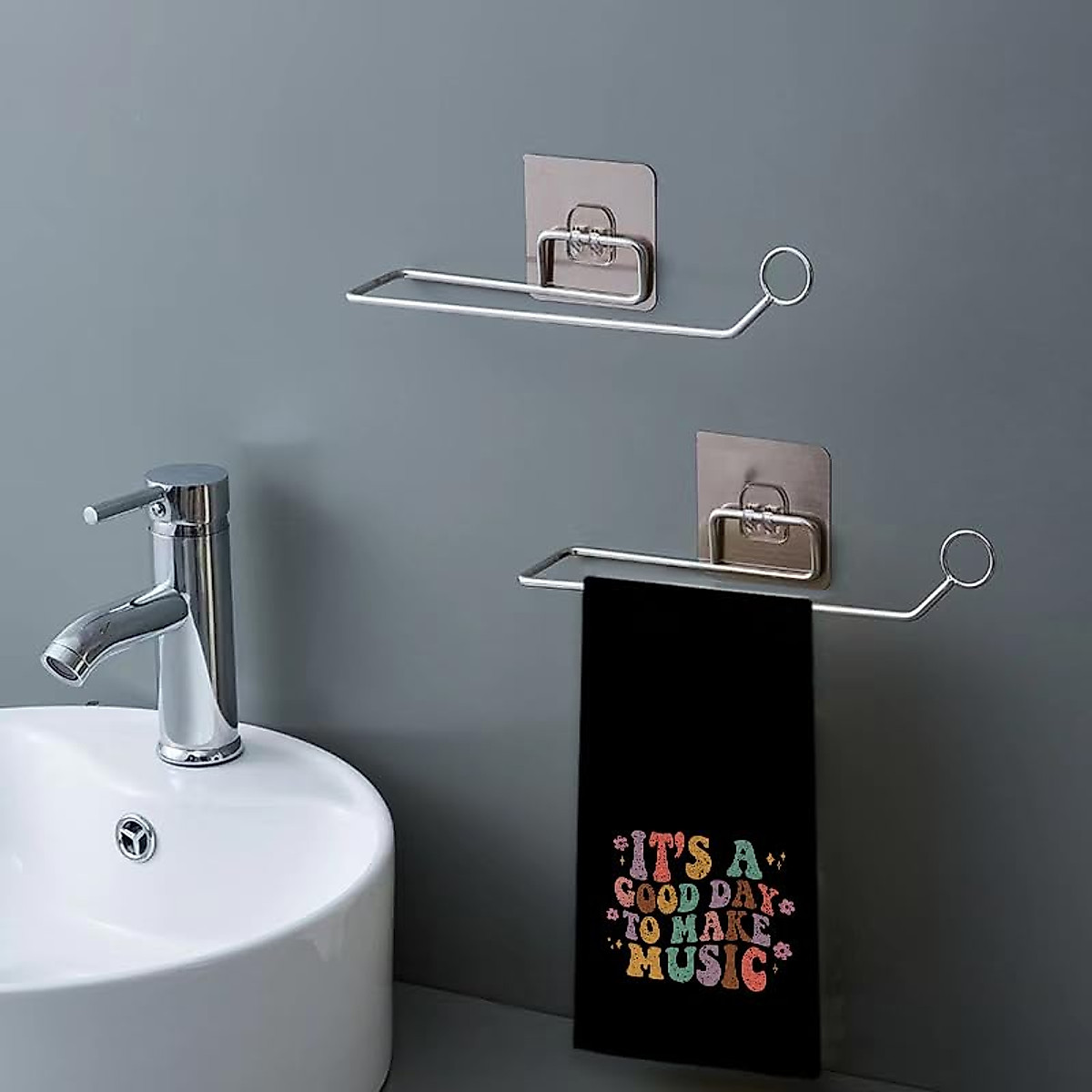 Retro Groovy It's a Good Day to Make Music Kitchen Towels and Dishcloths,16 x 24 Inch Hand Towels Tea Towels Dish Towels for Kitchen Decor,Gifts for Music Lovers Musicians Singers