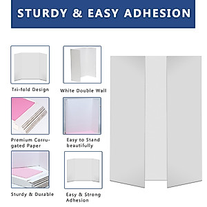 Rsgift 4 Pcs Small Tri-fold Poster Boards with Double Sided Tapes and Cardboard,21.2x13.8 inches,Corrugated Presentation Boards, Display Boards for School Project,Exhibitions,Business Presentation