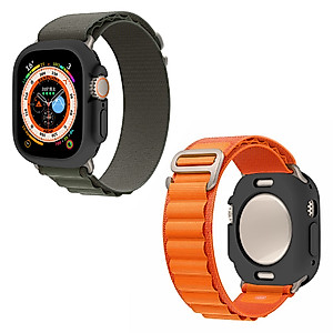 Yrzper Compatible with Apple Watch Ultra 49 mm case All-Round Shockproof TPU Silicone Protective Cover Bumper Shock-Absorbing Scratch-Resistant for (Black)