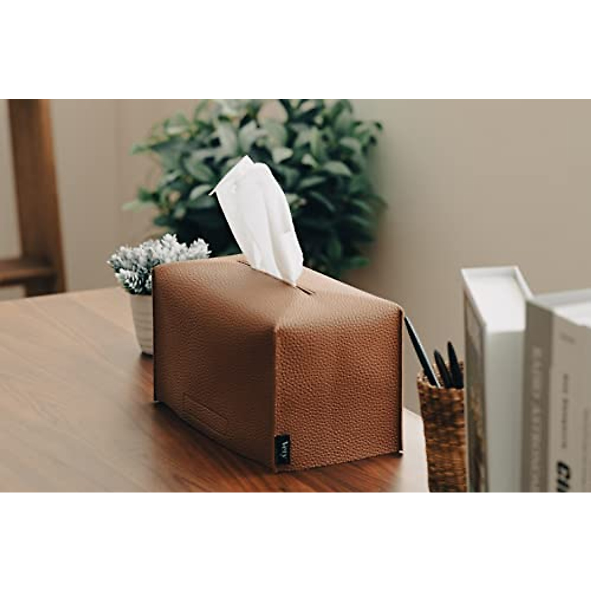VETY[EmphaSeams] Bottom Touch Fastener-Tissue Box Cover, PU Leather 9.5"x5"x5" Rectangle-Bathroom Organizer,Accessories, Bathroom Vanity, Countertop, Night Stand, Office Desk, Modern Stylish - Mint