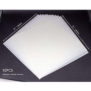 10PCS 10mil Blank Mylar Stencil Sheets,12X12 inch Milky Translucent PET Blank Stencils Sheets,Template Material for Cutting Machines, Laser Cutting, Food-Safe Craft Plastic