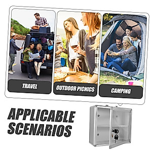 SKISUNO Box Portable Medicine Box Cabinet Phone Lock Emergency Mobile Phone Jail Wall Hanging Locking Cases Wall-Mounted Medicine Case Portable Safe for Travel Pill Aluminum Alloy Silver
