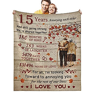 OWL QUEEN Gifts for 15th Anniversary Blanket 15th Wedding Anniversary 15 Years of Marriage Throw Blankets Gift for Husband Wife Couple Gifts for Dad Mom 50"x60"