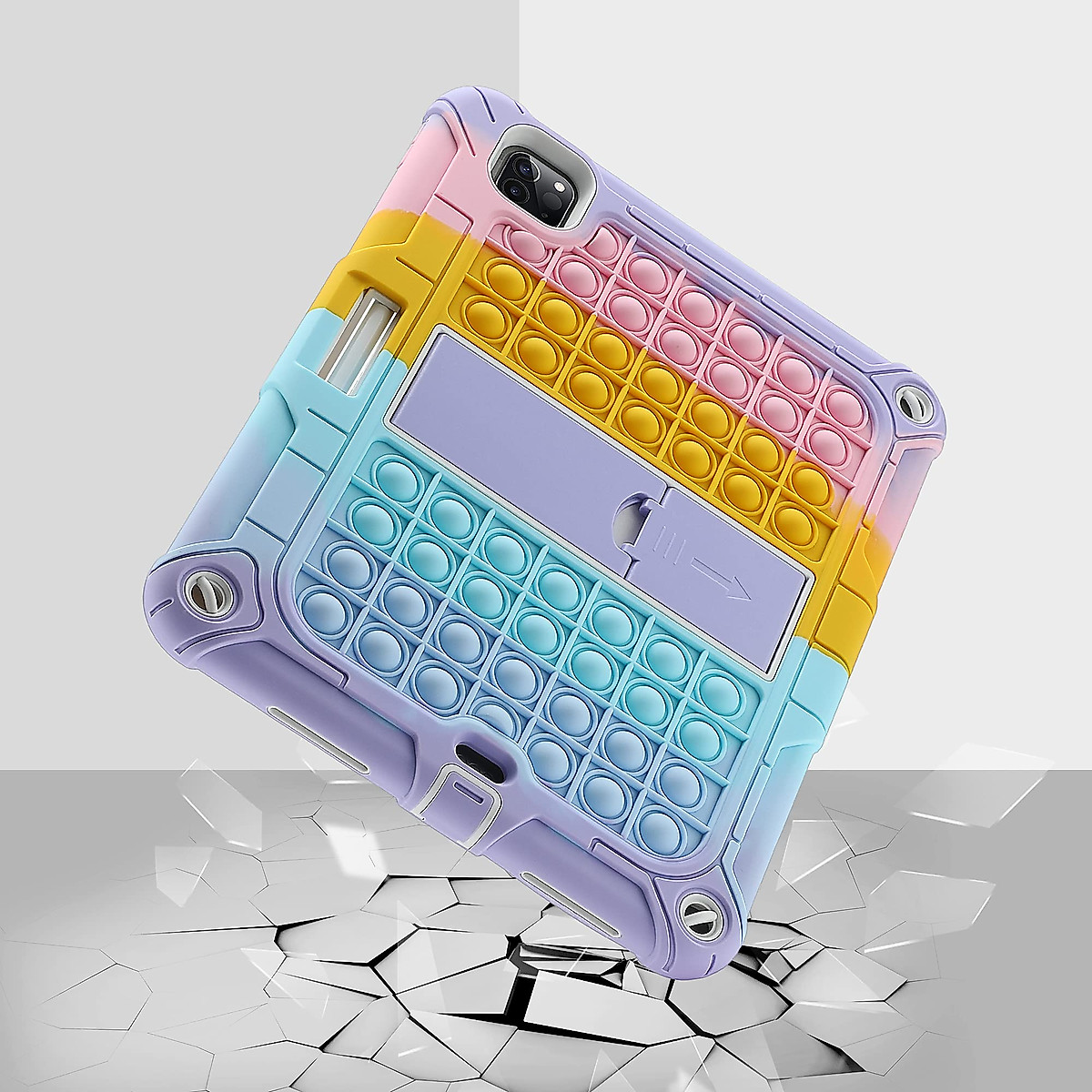 XZC for iPad Air 5th Generation Case 2022/ iPad Air Case 4th Generation 2020 10.9 Inch, iPad Pro 11 inch Case 2018 2020 2021 Shockproof Cover with Pencil Holder Kickstand Shoulder Strap (Rainbow 2)