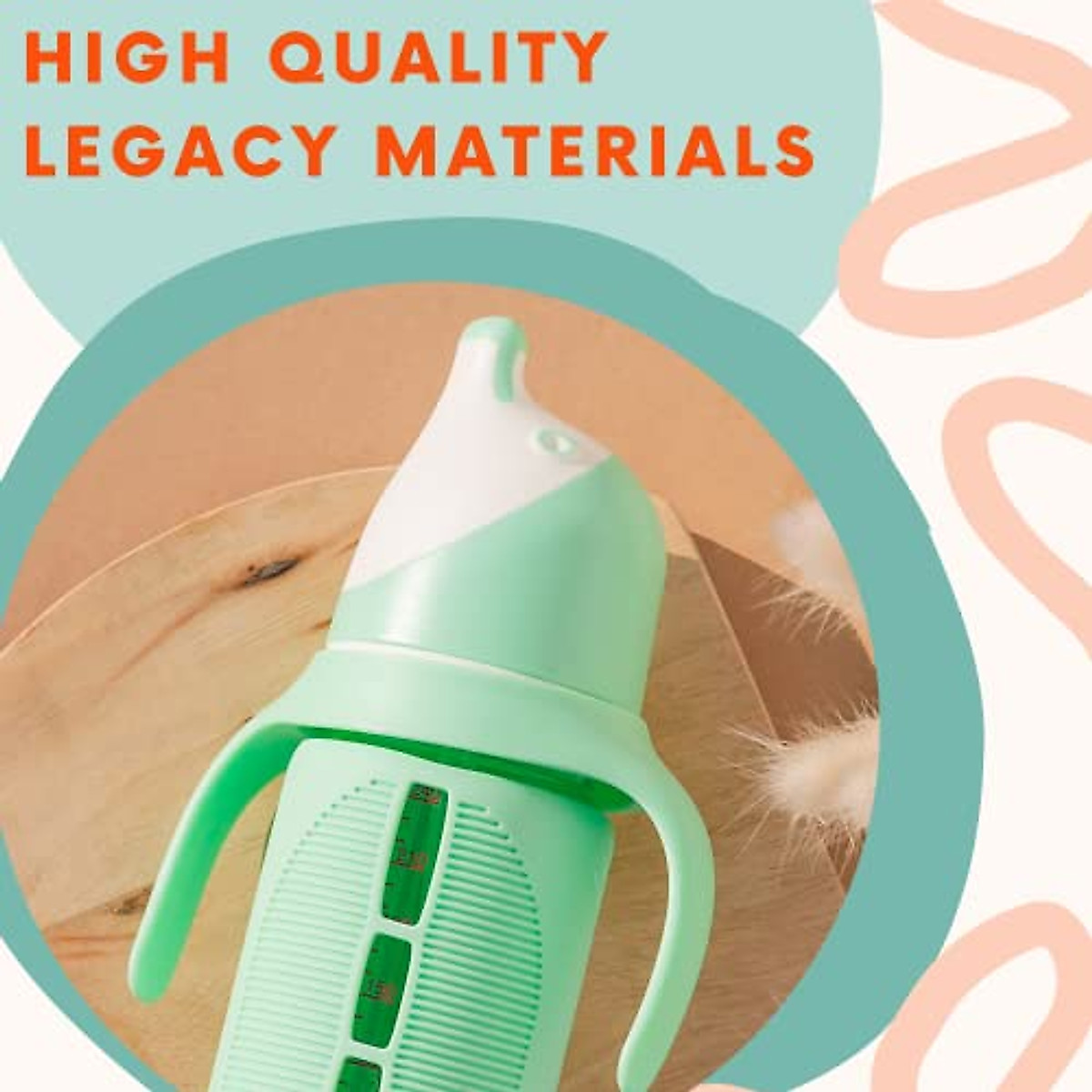 Tabor Place Glass Sippy Cup for Toddlers - The Luca | Spill-proof | Silicone Straw | Mint Green | 8 oz | Liquids Never Touch Plastic | Removable Handles