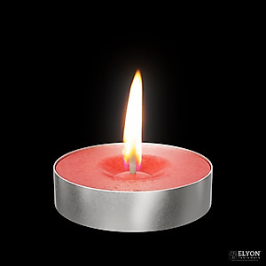 Elyon 96 Apple Cinnamon Scented Red Wax Tealight Candles in Tin Holder, Pleasant Fragrance 4 Hour Burn-Time