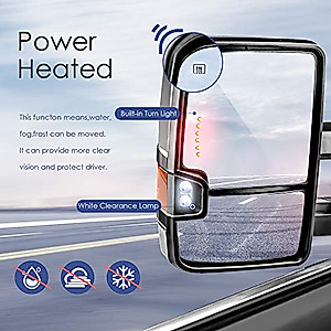 MOSTPLUS Power Fold Chrome Towing Mirrors Compatible for 2014-2018 GMC Serria Chevy Silverado w/Turn light, Clearance Lamp(Set of 2) Not for Diesel Truck