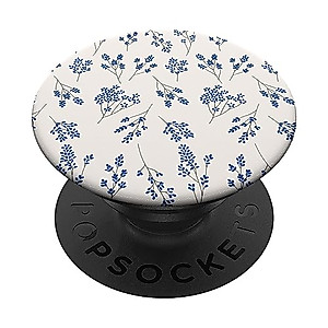 Blue Flower Pattern White PopSockets Standard PopGrip