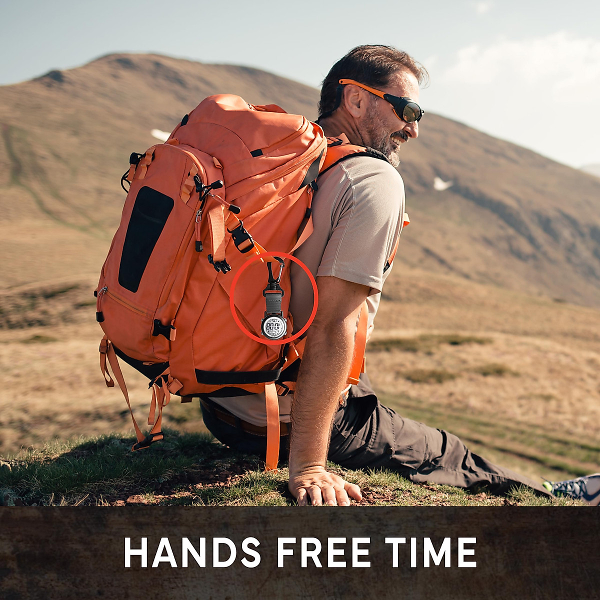 Dakota Light Digital Backpacker, Clip Watch, Alarm, Stopwatch, Timer and Dual Time Watch, Outdoor Gifts for Men and Women, Use for Fishing and More, Tactical Digital Watch, Clip On Watch