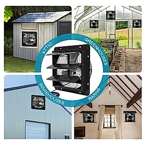 VENTISOL 14 Inch Shutter Exhaust Fan Wall Mounted, Aluminum Blades, with 1.65 Meters Power Cord Kit, Max.1950CFM, Ventilation Fan for Garage,Greenhouse,Attic,Shed,Shop-Black