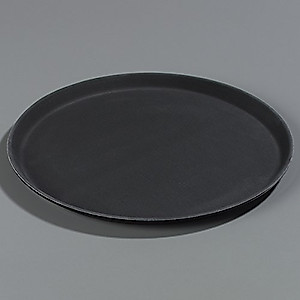 Carlisle FoodService Products 1100GL004 GripLite Rubber Lined Non-Slip Round Serving Tray, 11" Diameter, Black (Pack of 12)