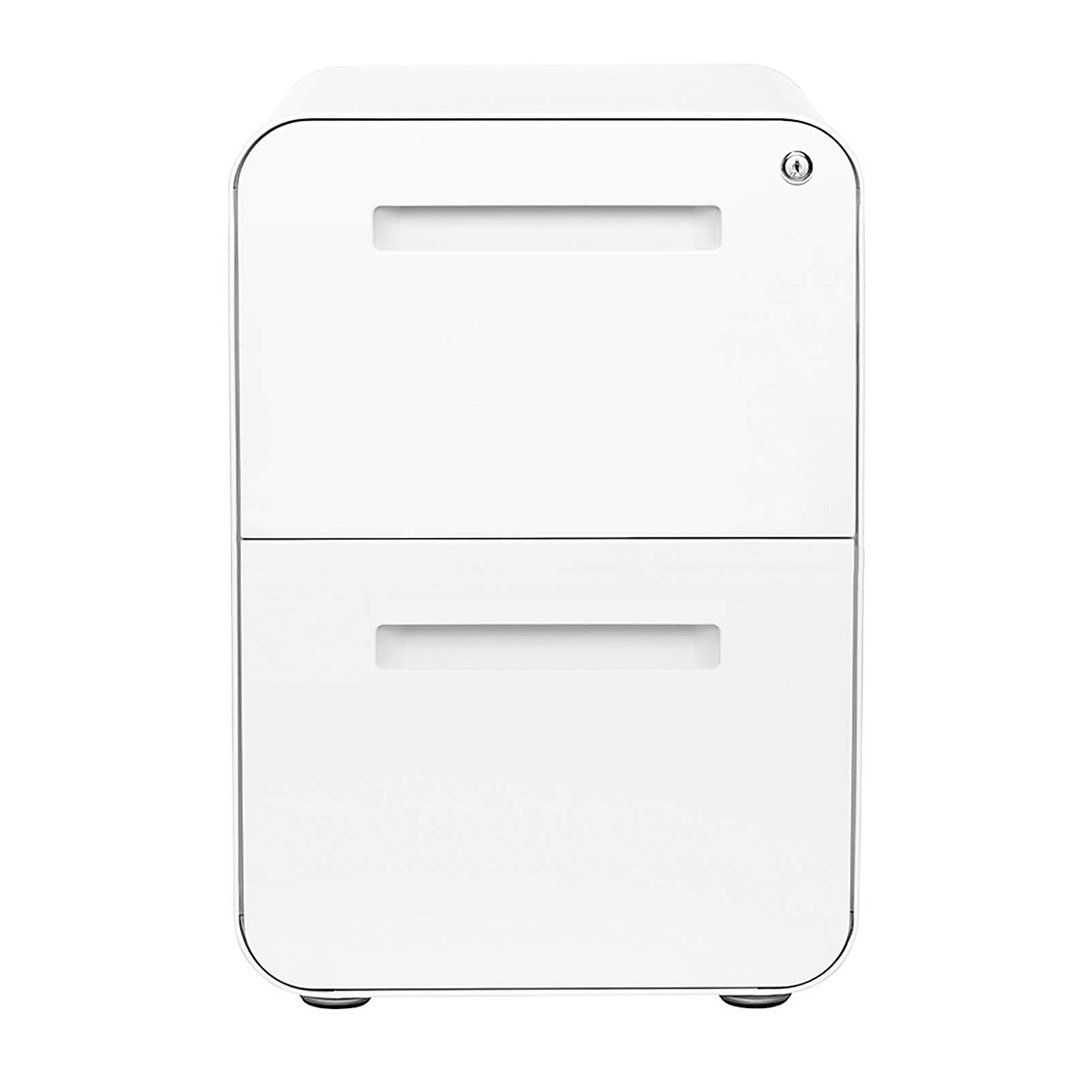 Laura Davidson Furniture Stockpile 2 Drawer Mobile File Cabinet with Lock - Under Desk Metal Filing Cabinet, Legal/Letter File Folders, Wheels and Stationary Feet, Pre-Assembled, White