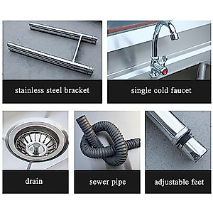 Single Sink Sink Commercial Home Sink Stainless Steel Kitchen Sink (Size : 60 * 60 * 80cm)