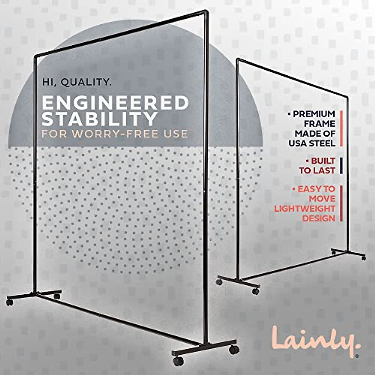 Lainly Rolling Room Divider Wall - Made in North America (6' L x 6' H, Cobalt Blue) Partition Room Dividers, Temporary Wall, Office Divider, Privacy Screen, Wall Divider & Room Divider Screen