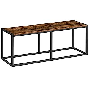 HOOBRO Dining Bench, 47.2 Inch Table Bench, Industrial Style Kitchen Bench, Steel Frame, Easy to Assemble, for Kitchen, Dining Room, Rustic Brown and Black BF12CD01