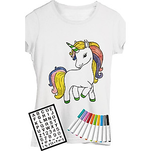 DaVinci in You Coloring Shirt Kit with 10 Fabric Markers: Unicorn, Mermaid, Birthday Girl Gift - Arts and Craftt