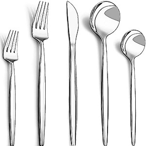 40-Piece Silverware Set for 8, CEKEE Stainless Steel Flatware Cutlery Set for Home Restaurant Hotel Apartment, Kitchen Utensils Set Included Knife Spoon and Fork Set- Mirror Polished & Dishwasher Safe