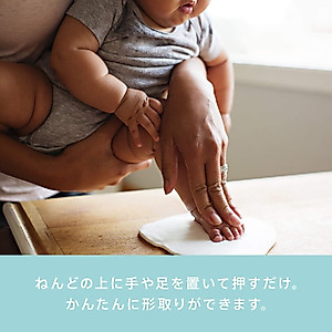 Pearhead Babyprints Deluxe Wall Frame, Reversible Pink & Blue Newborn Handprint and Footprint Photo Frame Kit, Clay Baby Prints Impression Kit, Gender-Neutral Baby Keepsake, Baby Nursery Décor, White