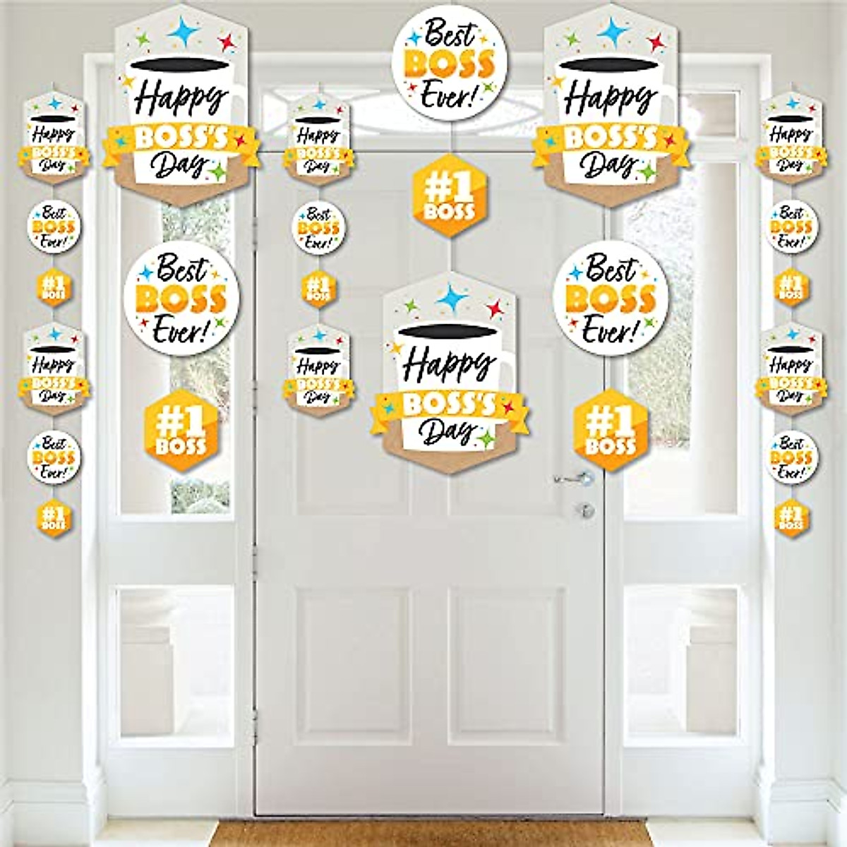 Big Dot of Happiness Happy Boss’s Day - Best Boss Ever DIY Dangler Backdrop - Hanging Vertical Decorations - 30 Pieces