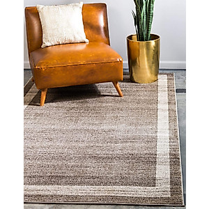 Unique Loom Del Mar Collection Area Rug - Maria (7' 1" x 10' Rectangle, Light Brown/ Ivory)