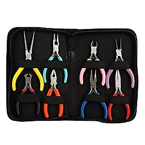 Steel Mini Pliers, 8pcs/set Professional Heavy Duty Plier Set, Long/Round/Flat Nose Pliers Jewelry Portable Lightweight Making Processing Tool for Trade and Domestic Use