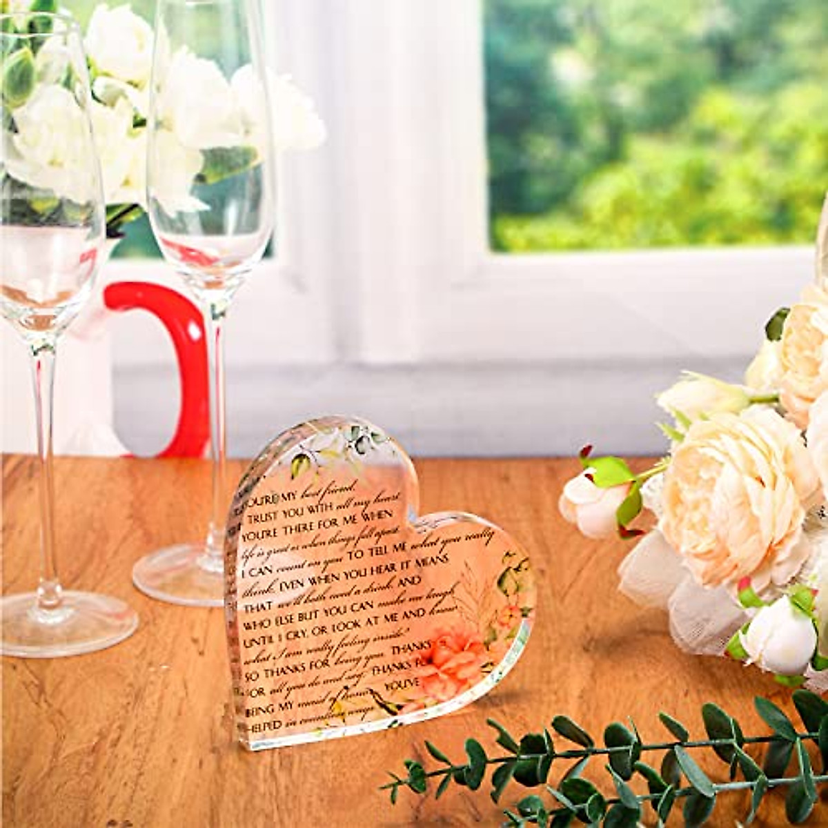 Bridesmaid Gifts Maid of Honor Gifts from the Bride Bridesmaid Proposal Gifts Acrylic Heart Sign with Flowers Eucalyptus Leaves Thank You Gift for Bridesmaids Wedding Party