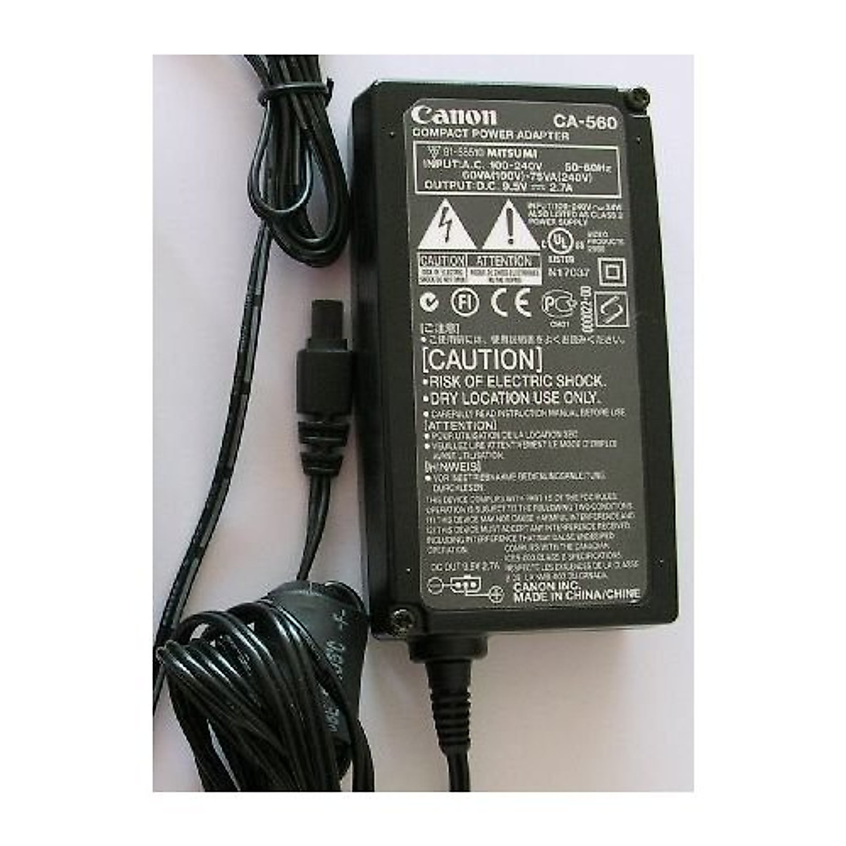 Canon Compact Power Supply AC Adapter Charger 9.5V 2.7A Model: CA-560