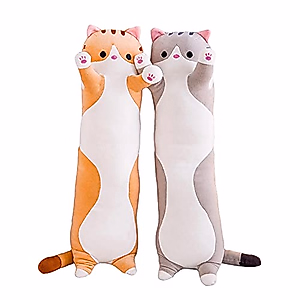 Plush Pillow, Cat Long Throw Sleeping Pillow Cute Cartoon Cat Shaped Plush Toy Sleeping Long Throw Pillow Home Office Study