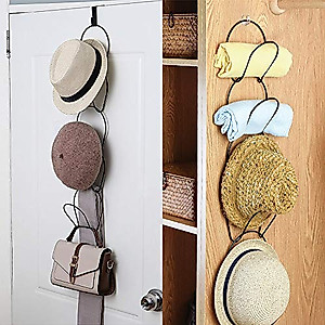 XINFULL 30 Rings Cap Rack Hanging Hat Organizer Baseball Holder Scarfs Bag Hanger Storage for Wall Door Closet Kitchen Bathroom, Black