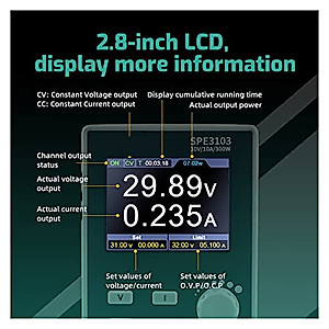 DC Power Supply, Programmable DC Power Supply 300W 30V/10A 60V/10A 2.8" LCD 10mV/1mA Resolution Digital Voltage Regulator Switch,Electroplating DIY(SPE6102 200W)