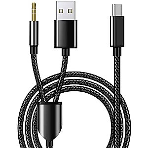 USB C to 3.5mm Car Aux Cable, 2 in 1 USB C to 3.5mm Car Stereo Aux Headphone Jack Cable with USB C Charging Compatible with Samsung Galaxy S23/S22 Ultra/S21/S21FE/Note 20, Google Pixel 7/7Pro/6/5/4/3