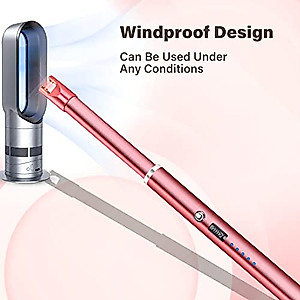 Navpeak Candle Lighter Long Neck Windproof Electric Arc Lighter for Gas Stove Fireplace BBQ Kitchen Grills (Rose Pink)