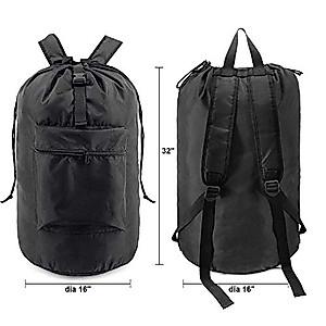 BeeGreen Laundry Bag Backpack with Adjustable Shoulder Straps and Drawstring Closure Heavy Duty and Black Hanging Laundry Hamper Bag X-Large Over The Door Hanging Laundry Bag with 2 Hook